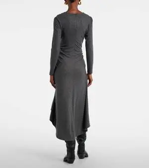 Veronica Beard Theodora Ruched Wool-blend Midi Dress - Grey