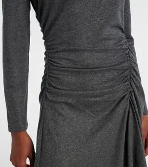 Veronica Beard Theodora Ruched Wool-blend Midi Dress - Grey