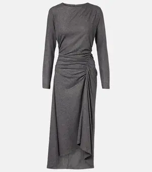 Veronica Beard Theodora Ruched Wool-blend Midi Dress - Grey
