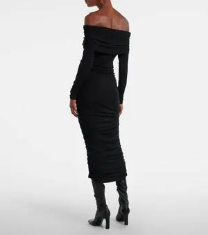 Veronica Beard Tinette Ruched Off-shoulder Midi Dress