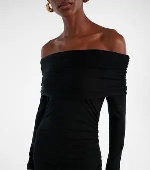 Veronica Beard Tinette Ruched Off-shoulder Midi Dress