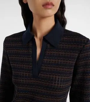Veronica Beard Kamal Striped Polo Sweater