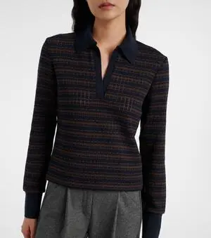 Veronica Beard Kamal Striped Polo Sweater