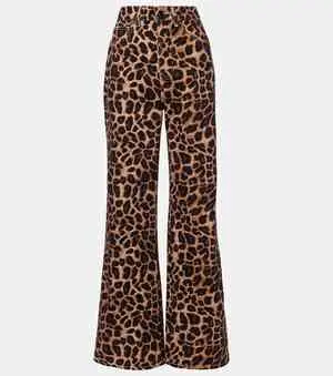 Veronica Beard Leopard Print Wide-leg Pants