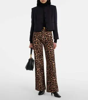 Veronica Beard Leopard Print Wide-leg Pants