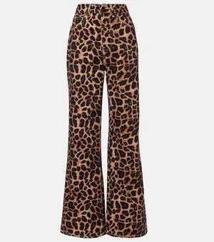 Veronica Beard Leopard Print Wide-leg Pants - Beige