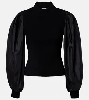 Simkhai Jackie Taffeta-trimmed Knitted Top