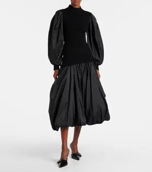 Simkhai Jackie Taffeta-trimmed Knitted Top