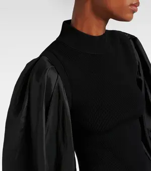 Simkhai Jackie Taffeta-trimmed Knitted Top