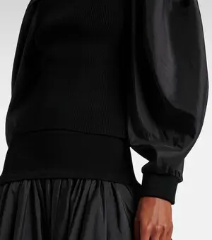 Simkhai Jackie Taffeta-trimmed Knitted Top
