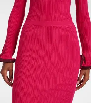 Simkhai Millie Ruffled Midi Skirt - Pink