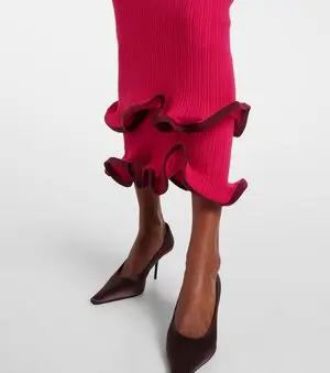 Simkhai Millie Ruffled Midi Skirt - Pink