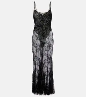 JACQUES WEI Jersey Bodysuit And Silk Maxi Dress Set - Black