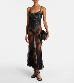 JACQUES WEI Two-piece Jersey Bodysuit And Silk Maxi Dress Set