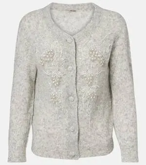 JACQUES WEI Beaded Alpaca And Wool-blend Cardigan