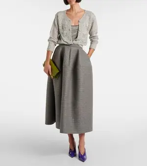 JACQUES WEI Beaded Alpaca And Wool-blend Cardigan - Grey