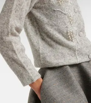JACQUES WEI Beaded Alpaca And Wool-blend Cardigan - Grey