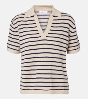 Velvet By Graham & Spencer Striped Cashmere Polo Sweater