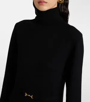 Rixo Elliet Wool And Cashmere Turtleneck Mini Dress - Black
