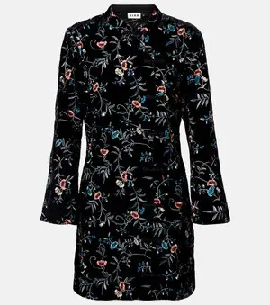 Rixo Delphina Embroidered Velvet Minidress
