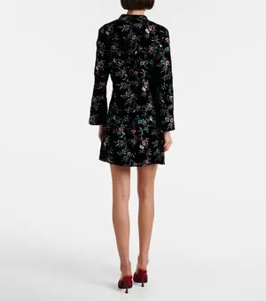Rixo Delphina Embroidered Velvet Minidress