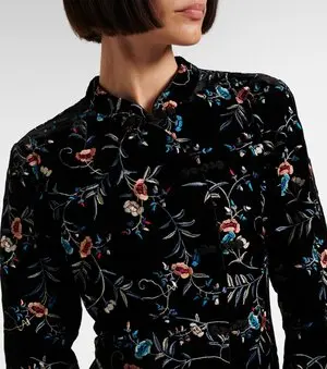 Rixo Delphina Embroidered Velvet Minidress