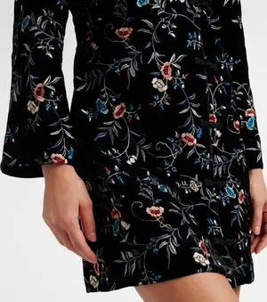 Rixo Delphina Embroidered Velvet Minidress