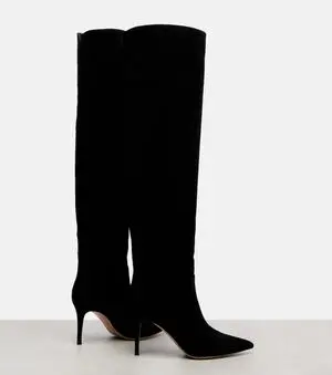 GIANVITO ROSSI Hansen 85 Suede Knee-high Boots - Black