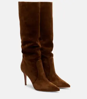 GIANVITO ROSSI Hansen 85 Suede Knee-high Boots - Brown