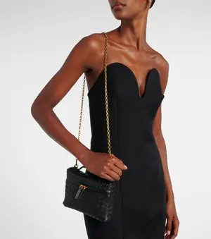 Bottega Veneta Intrecciato Leather Crossbody Bag - Black