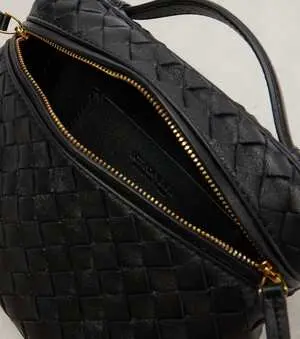 Bottega Veneta Intrecciato Leather Crossbody Bag - Black