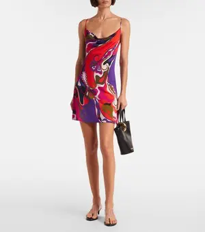 Emilio Pucci Orchidee Satin Jersey Mini Dress - Multicoloured