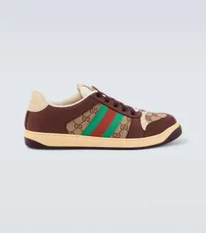 Gucci Screener Gg Canvas And Suede Sneakers - Brown