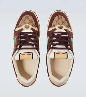 Gucci Screener Gg Canvas And Suede Sneakers - Brown