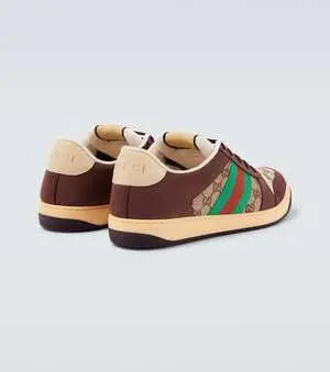 Gucci Screener Gg Canvas And Suede Sneakers - Brown