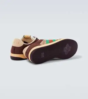 Gucci Screener Gg Canvas And Suede Sneakers - Brown