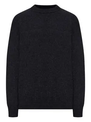 ROBERTO COLLINA Contrasting Stitching Crewneck Wool Sweater - Black