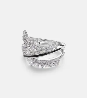 KAMYEN 18kt White Gold, Enamel And Diamond Ring - Silver