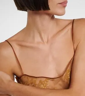 JACQUES WEI Silk-trimmed Lace Top
