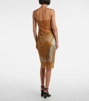 JACQUES WEI Silk-trimmed Lace Top