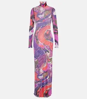 Emilio Pucci Orchidee Mesh Maxi Dress - Multicoloured