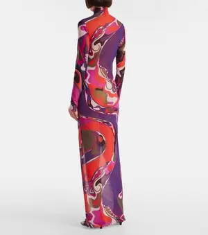 Emilio Pucci Orchidee Mesh Maxi Dress