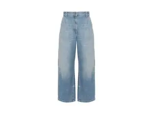 Palm Angels Washed Logo Wide Denim Jeans