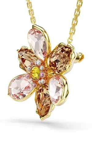 SWAROVSKI Idyllia Crystal Flower Brooch Pendant Necklace