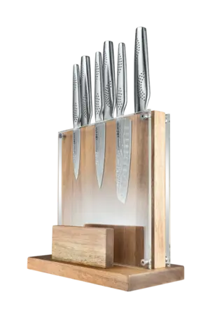 CUISINE::PRO® Id3® Samurai® Sato 7-piece Knife Block With Cutting Board - Silver