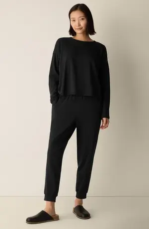 Eileen Fisher Boxy Terry Top - Black