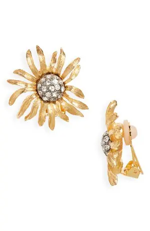 KENNETH JAY LANE Flower Clip-on Earrings - Gold