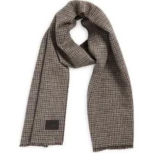 Vince Double Face Houndstooth Wool & Cashmere Scarf - Brown