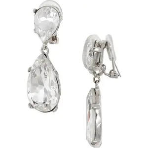 KENNETH JAY LANE Crystal Teardrop Clip-on Earrings - Silver