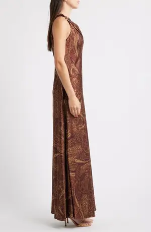 Ralph Lauren Printed One-shoulder Gown